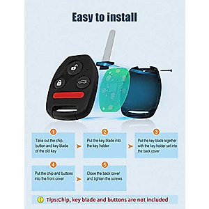 2Pcs Replacement Key Fob Shell Keyless Entry Remote fits Honda Accord 2012 2011 2010 2009 2008 2007 2006 2005 2004 2003 / Pilot/CR-V/Civic EX 2006-2013
