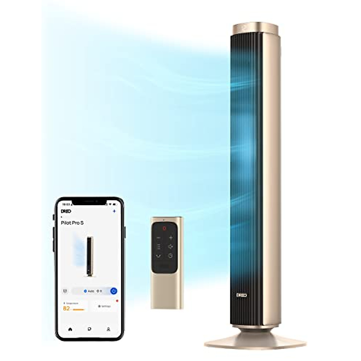 Dreo Tower Fan Smart Voice Control, 25 DB Quiet DC Portable Bladeless Fan, 90° Oscillating, 12H Timer, 42 Inch Floor Fans & Smart Tower Fan Voice Control, 120° Oscillating Fan Works