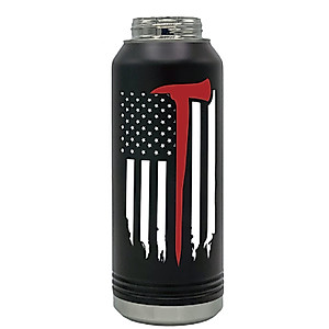 Cuptify Firefighter Gift for Men 40 oz Water ﻿Bottle Distressed Thin Red Line Flag Axe for Fireman Stainless Steel Fire Department Sport Bottle