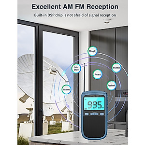 AM FM Walkman Radio: 900mAh Rechargeable Portable Transistor Pocket Radio with Best Reception Digital Tuning, LCD Screen,Stereo Earphone Jack, Sleep Timer and Alarm Clock for Jogging,Walking(Blue)