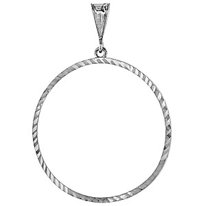 Sterling Silver Mexican Cien Pesos Bezel 39 mm Coins Prong Back Diamond Cut Coin NOT Included