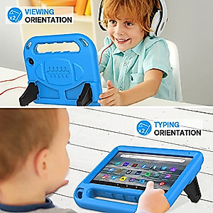 SUPNICE Kids Case for All-New Fire 7 (Latest 12th Generation 2022 Release), Lightweight Shockproof Handle with Stand Kid-Proof Case for Amazon Fire 7 inch Tablets - Blue
