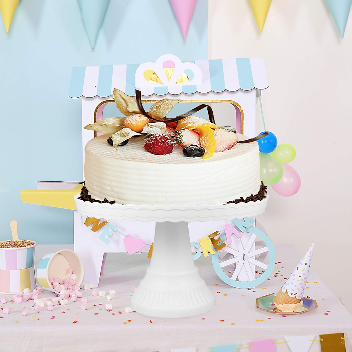 SOIMISS White Plastic Cake Stand for Wedding, Birthday, Party