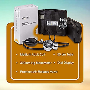 McKesson LUMEON Professional Aneroid Sphygmomanometer, Blood Pressure with Cuff, Pocket Size, Black, Adult Medium, 1 Count