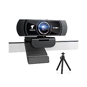 TECURS 1080P 60FPS Web Camera, HD Webcam with Microphone, Streaming Webcam with Tripod and Privacy Cover, Computer Camera for Calls/Conference, Zoom/Skype/YouTube, Laptop