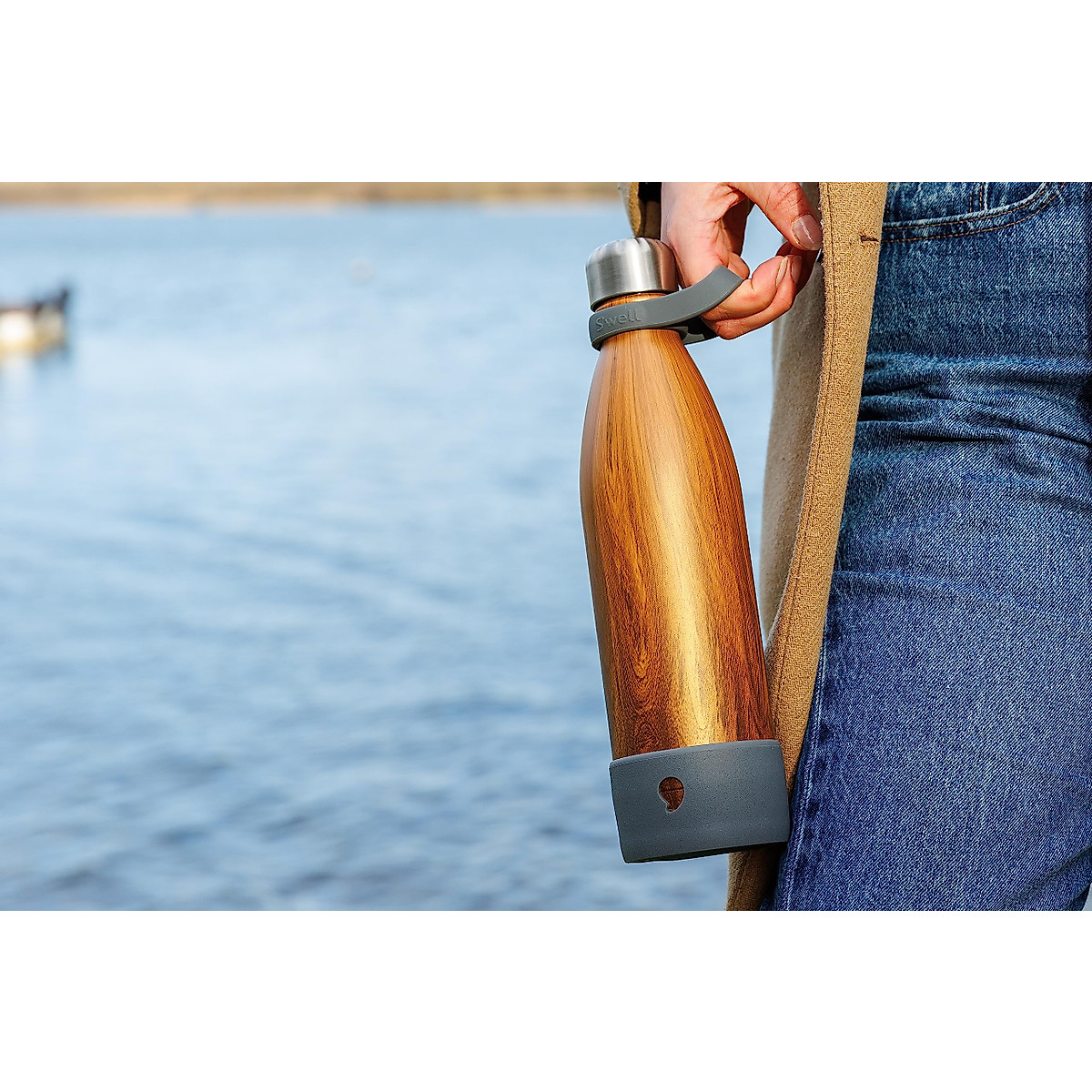 S'well Stainless Steel Reusable Water Bottle, 750ml, Teakwood, Triple-Insulated and Leak-Proof Drinking Bottle for Hot and Cold Beverages up to 48h Cold/24h Hot