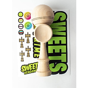 Sweets Kendamas Radar Boost Kendama - Updated with Natty Engraving, Improves Hand Eye Coordination, Reflexes, Perfect for Beginners, Extra String Accessory Quick Start Bundle (Rubberwood)