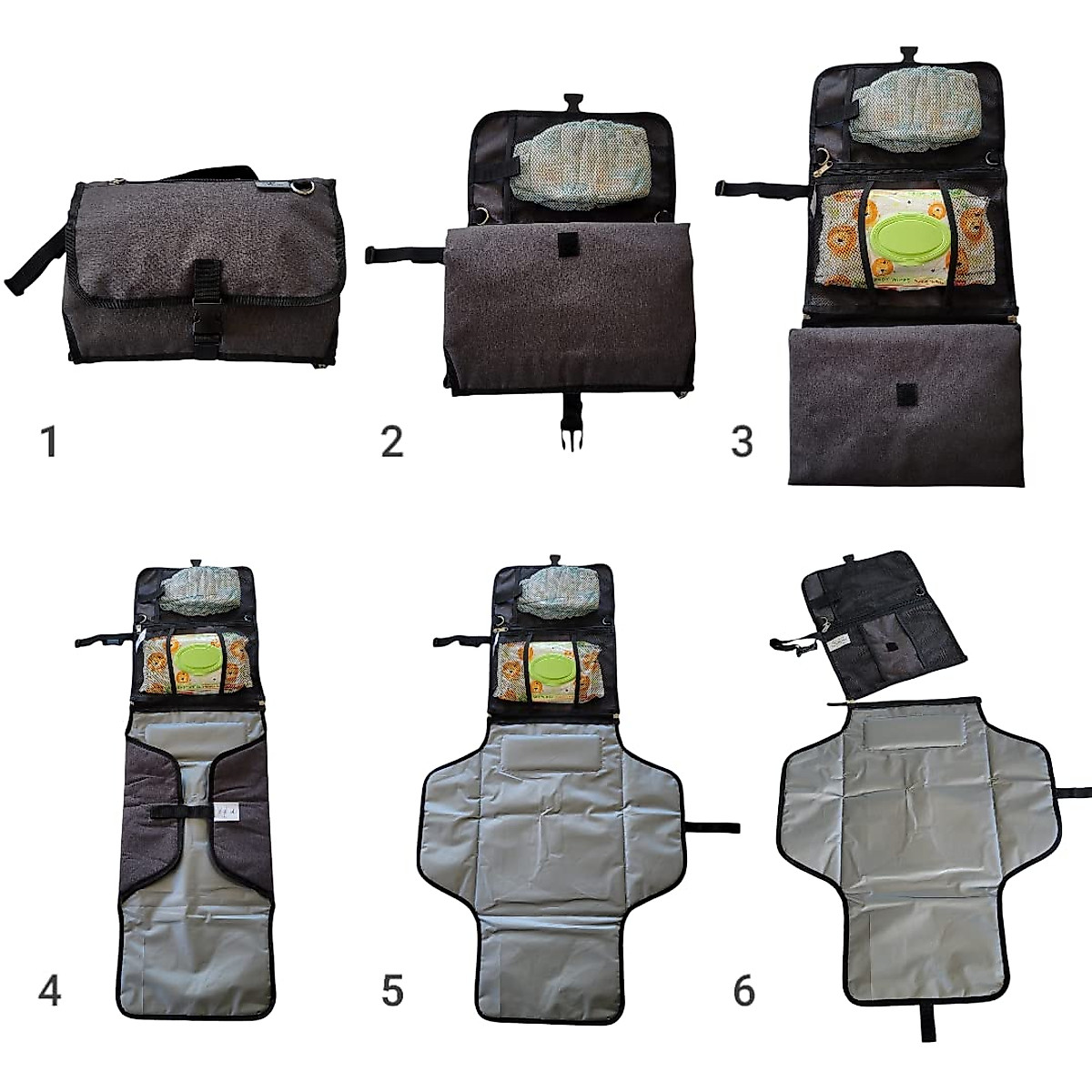 Portable Changing Pad–Grey-Convenient 2 in 1 Travel Diaper Changing Station Bag