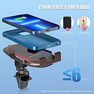 GTIMLMC Wireless Car Charger Vent Mount Qi 15W Fast Charging 360° Rotating Auto Clamping Phone Holder Suitable for iPhone 13/12/11/ Pro/Max/X/XS/XR/8/8P Samsung S22/S21 +/S20/S10/S9/S8/Note 20/10/9/8
