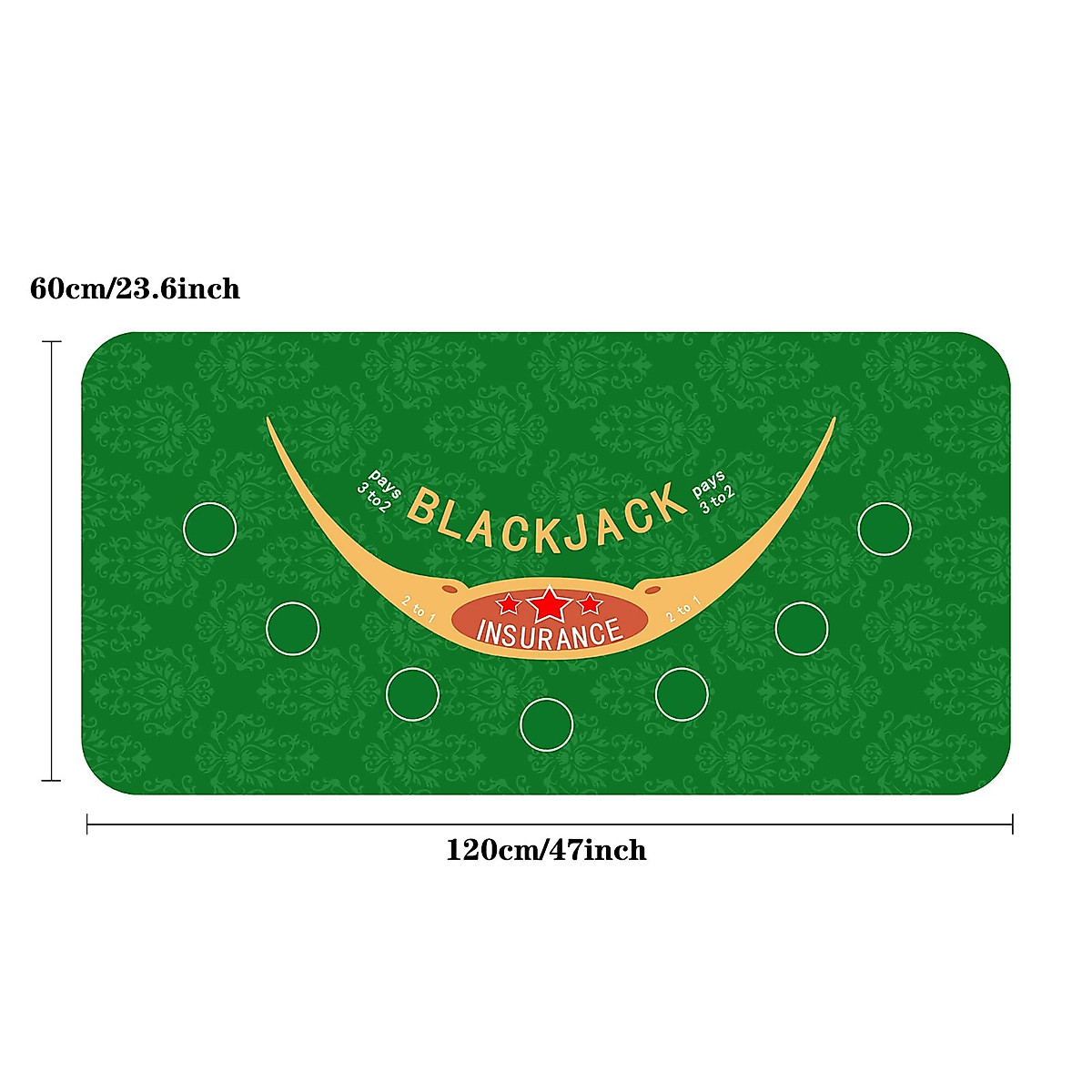 Alabohuke 47x23.6 Inch Poker Mat, Blackjack Table Non-Slip Rubber Poker Table Top Game Mat, Blackjack Professional Casino Table Layout, Suitable for Parties, Home Entertainment, Game Night