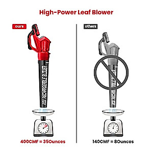 Cordless Leaf Blower, PULITUO 20V 400 CFM Large Air Volume Battery Powered Leaf Blower, Lightweight Low Noise Electric Leaf Blowers for Lawn Care ,Snow Blowing & Yard Cleaning