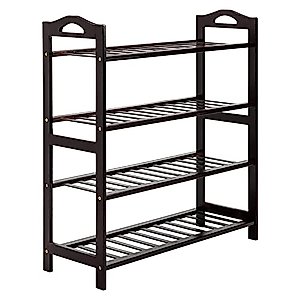 CYGNIZ Concise 16-Pairs 4 Tiers Bamboo Shoe Rack Storage for entryway Home Bedroom and Office Easy to Assemble Shoe Organizer 26.77" x 9.84" x 28.74"