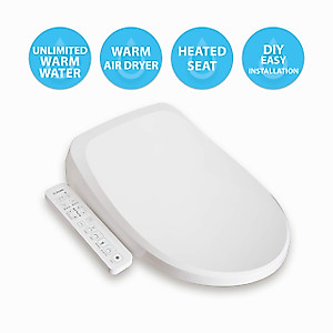 Hulife Electric Bidet Seat for Elongated Toilet with Unlimited Heated Water, Heated Seat, Warm Air Dryer, Touch Control Panel