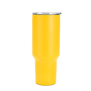 makerflo 40oz Yellow Powder Coated Tumbler Pack of 1 with Upgrade Handle Option, Includes a Sliding Splash, Leak Proof Lid, Ideal for Craft and Personalization (Laser Engraving, UV DTF, Epoxy, Vinyl)