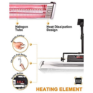 Star Patio Electric Patio Heater with Remote, Indoor/Outdoor Heater, Space Heater, Infrared Heater, Wall Mounted, suitable as Gazebo Heater, Balcony Heater, Garage Heater, 1530