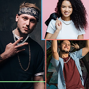 Coitak Cuban Link Chain Necklace, Silver/Gold Chain for Men, Bling Diamond Hip Hop Jewelry for Women 18 Inch (Silver)