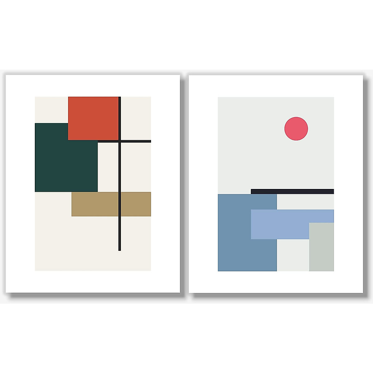 Mid Century Contemporary Wall Art - Modern Abstract Prints - (Set of 6) – 8x10 - Unframed - Minimalism Décor