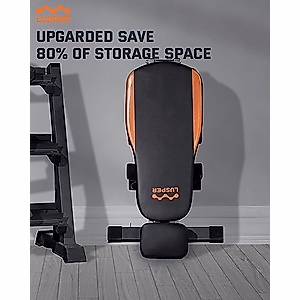 Lusper Adjustable Weight Bench Foldable - 660 Lb Stable Workout Bench, 36 In Extended head and neck protection design, 3 Sec Fast Folding Multi-Purpose for Full Body Workout
