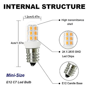 XRZT Salt Lamp Bulbs E12 Led 15W Candelabra C7 Replacement Bulbs for Chandelier Lights, Night Light Bulbs, Warm White 3000K 5-Pack