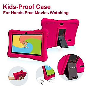PRITOM 7 inch Kids Tablet | Quad Core Android 10.0, 32 GB ROM | WiFi,Bluetooth,Dual Camera | Educational,Games,Parental Control,Kids Software Pre-Installed with Kids-Tablet Case (Pink)