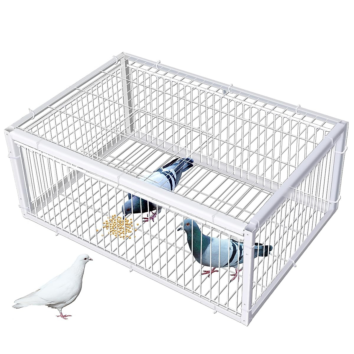 Quaocens Pigeon Traps with Four Channel One Way Entrance,Pigeon Cage with Anti-Escape Slot,Portable Easy to Assemble Outdoor Bird Cage for Rooftops Patios Gardens Balcony Farms Warehouses