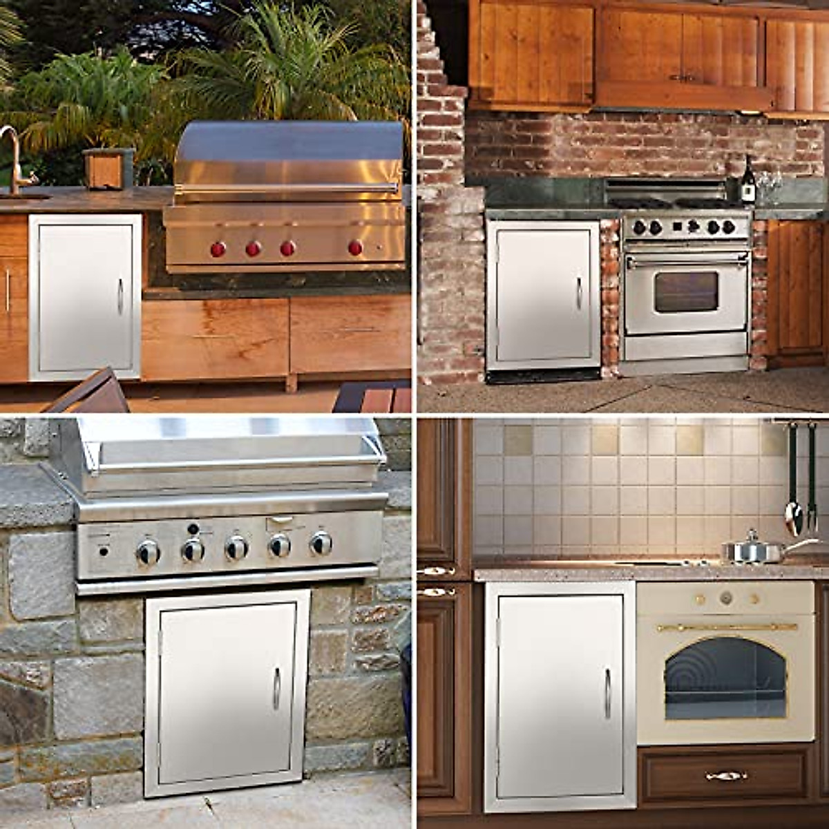 BBQ Future Stainless Steel Outdoor Kitchen Door 14W x 20H Inch, Cabinets Vertical Single Access Doors for Grilling Station or Commercial BBQ Island, Outside Grill Door with Magnet