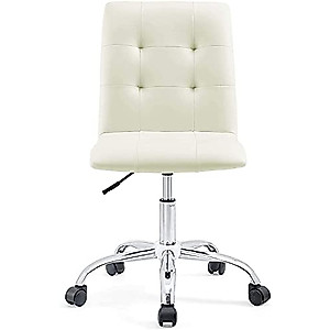 Modway Prim Ribbed Armless Mid Back Swivel Conference Office Chair In White