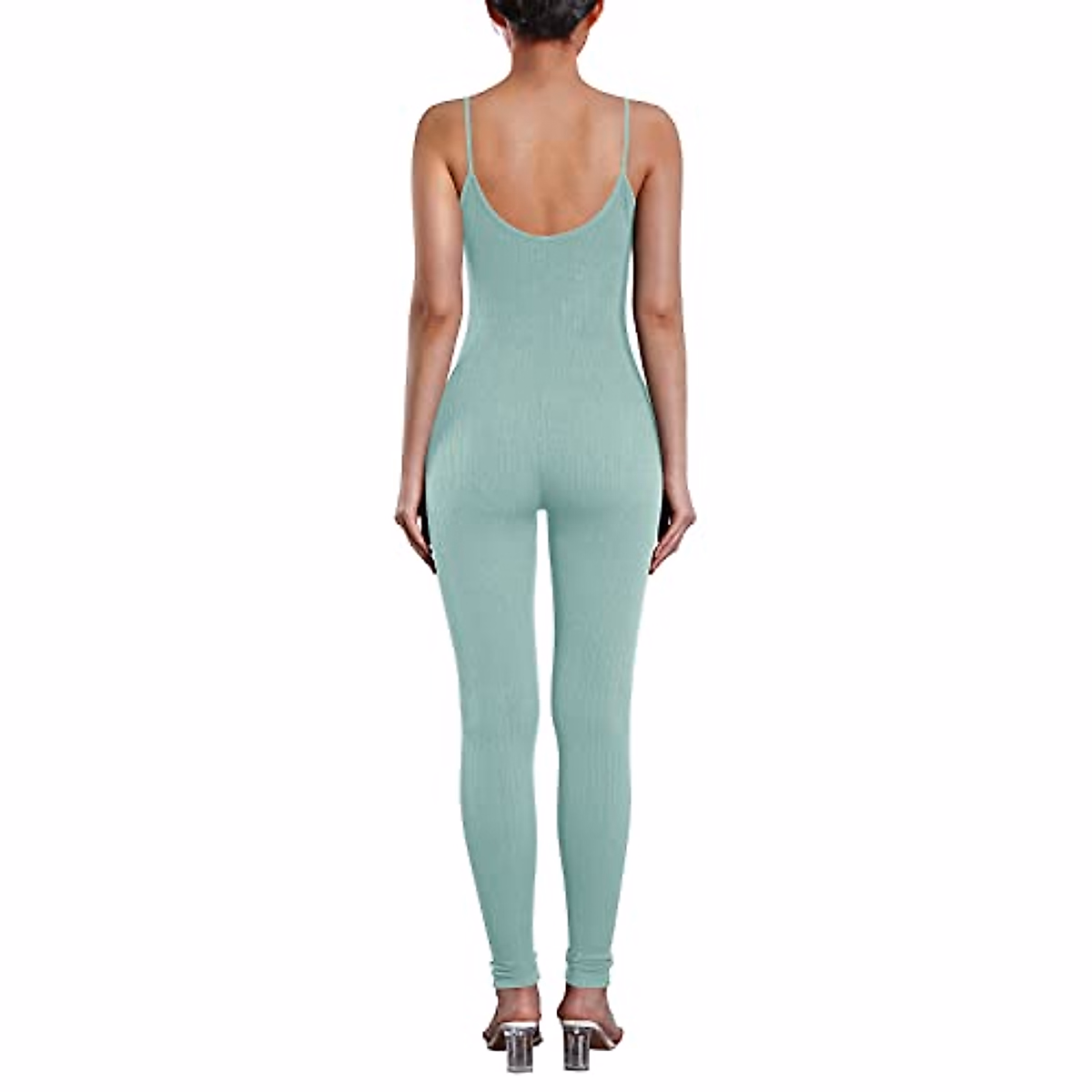 Nova In Sky Womens Casual One Piece Jumpsuits Unitard Bodysuits Sexy Workout Yoga Rompers Sleeveless Summer Outfits Clothes Light green-XL