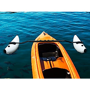 Pactrade Marine Boat Kayak Canoe Outrigger Stabilizer System PVC Inflatable Float Buoy Buoyant Fishing Grey Gray Tube Sidekick Arm Kit Breath Kayaking Rod Adjustable Accessories Repair Patches Outdoor