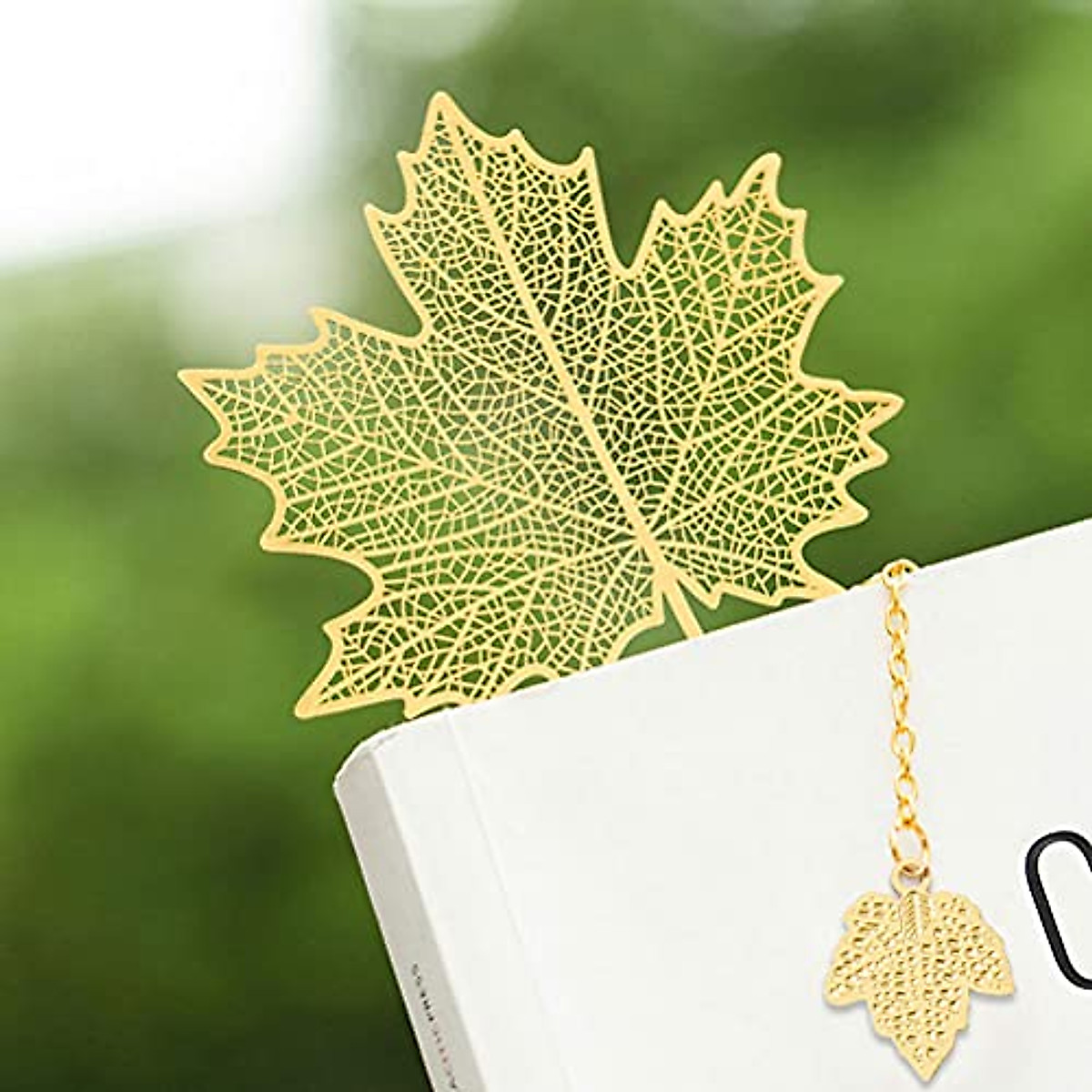 4 Pcs Metal Bookmarks with Chain, Golden Hollow Bookmark Graduation Gifts for Women, Men, Book Lovers, Writers, Readers