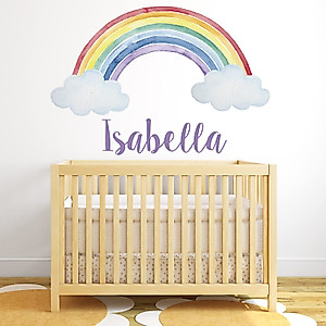 Kyle Cornhole Rainbow Wall Decals Custom Name Wall Decal Watercolor Rainbow Wall Art with Name Kids Nursery Girls Room Custom Name Vinyl Wall Sticker (LN03)