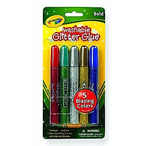 Crayola Washable Glitter Glue, Bold Blazes, Colors may vary, 5 Count, 1.75 oz