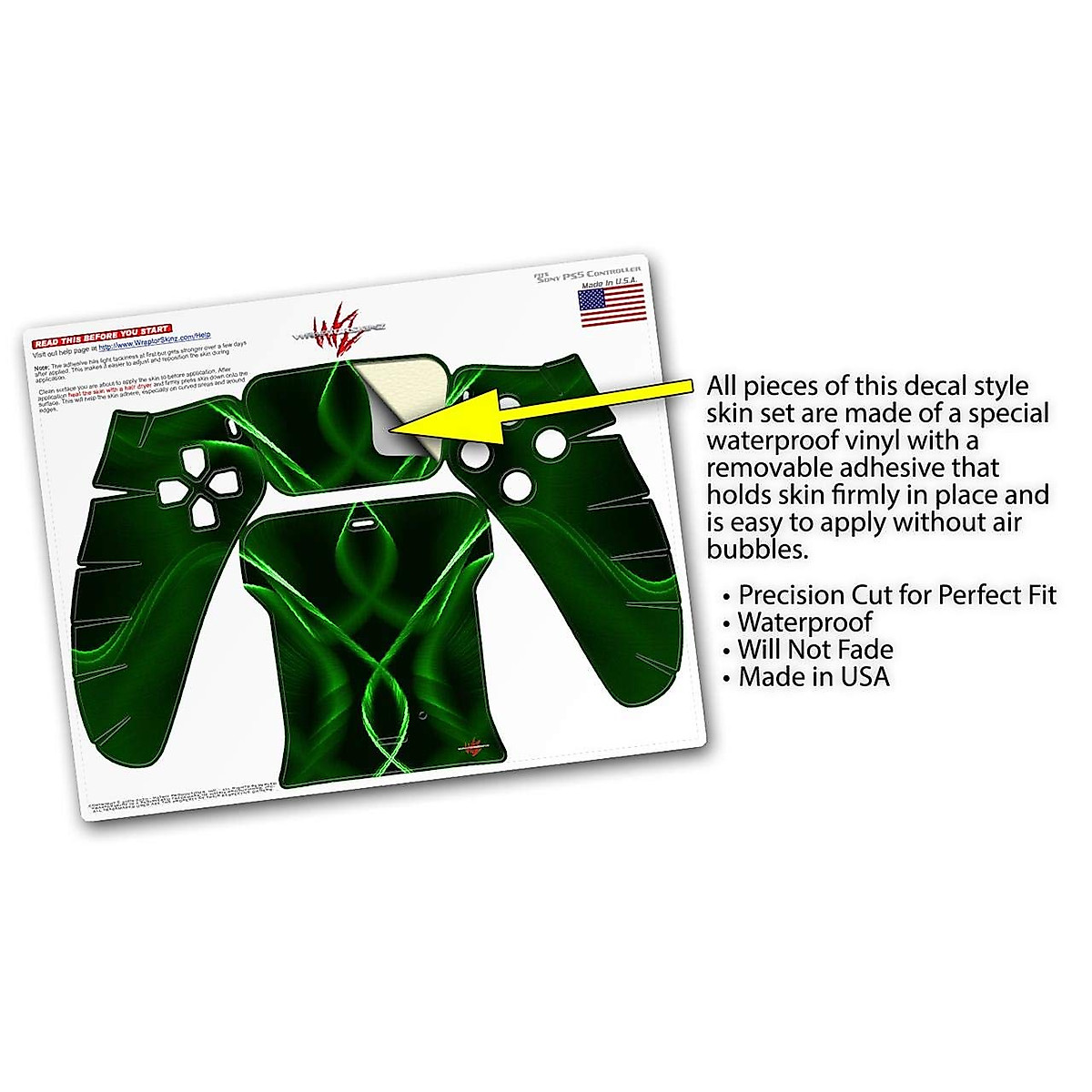 WraptorSkinz Skin Wrap compatible with Sony PS5 DualSense Controller Abstract 01 Green (CONTROLLER NOT INCLUDED)