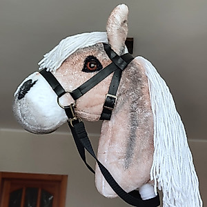 Cute realistic hobby horse on a stick with bridle - Plush hobbyhorse