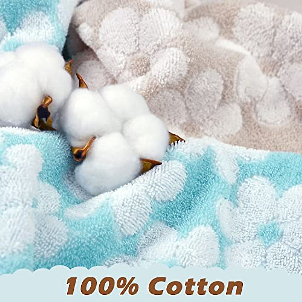 Face Towels Hand Towel Set of 4, Soft for Bathroom Travel Gym, Light Grey & Sky Blue Floral Towels