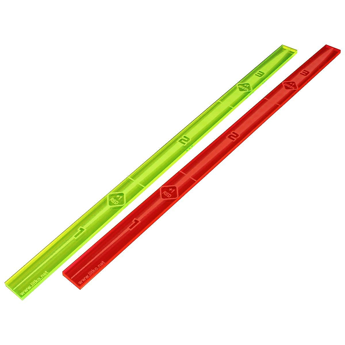 LITKO Space Fighter 2nd Edition Range Ruler Set Compatible with Star Wars: X-Wing Second Edition, Fluorescent Green & Fluorescent Pink (2)