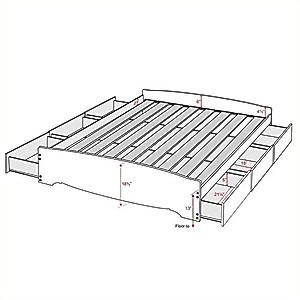 Prepac Manhattan Full Tall Bookcase Platform Storage Bed in Espresso
