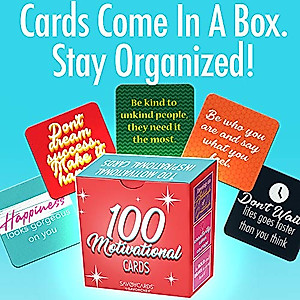 Savoychef 100 Motivational Inspirational Cards- Encouragement, Gratitude, and Self Care - 3"x3" Size