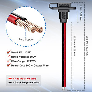 ELECTOP SAE Connector, Rectangular SAE Power Socket Sidewall Port, Weatherproof SAE Quick Connect Solar Panel Flush Mount Plug Outlet, 12AWG SAE Cable for Solar Generator Battery Charger (2 Pack)