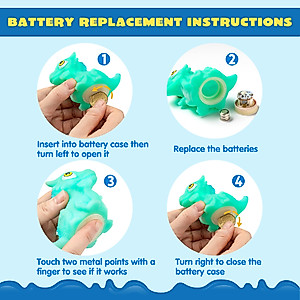 JOYIN 8Pcs Light Up Dinosaur Toys, Baby Bath Toy, Toddler Flashing Colourful LED Bathtub Toy, Bathtime Floating Soft Rubber Toy for Infant Boy Girl Birthday Gift Swimming Pool Party Favors Age 1 2 3