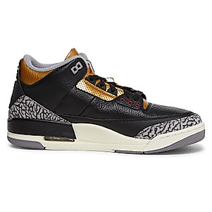 Jordan Air 3 Retro Black/Fire Red/Metallic Gold/Cement Grey 6.5 Medium