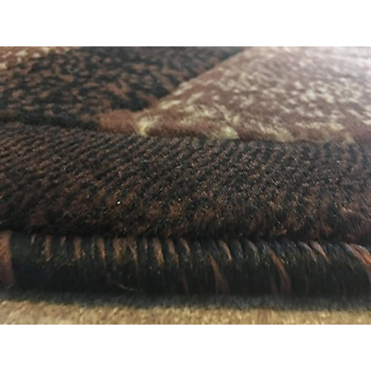 Modern Round Rug Brown & Black Americana Design 154 (5 Feet 3 Inch X 5 Feet 3 Inch Round)