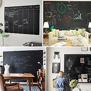 AbaBoorty Chalkboard Wallpaper for Walls Matte Black contact paper Self Adhesive Removable Solid Black Peel and Stick Wallpaper Waterproof Roll for Blackboard Wall Decal Reform 15.7"X78.7"