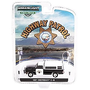 1987 Chevy C-10 Black and White CHP California Highway Patrol Hobby Exclusive 1/64 Diecast Model Car by Greenlight 30294