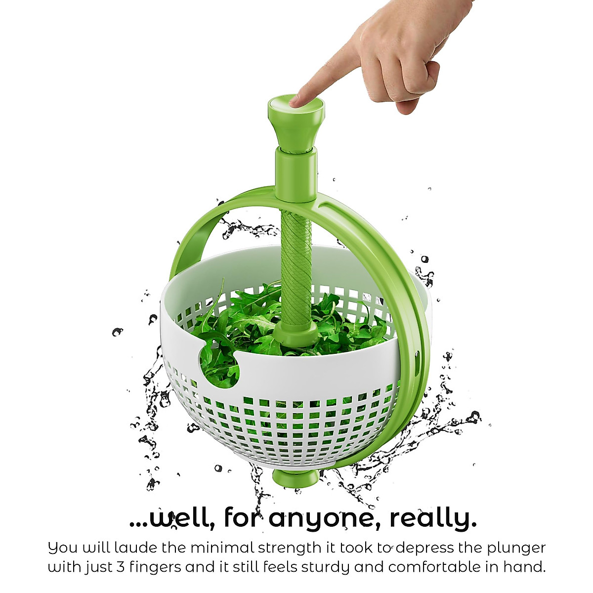 Salad Spinner - 3.3L | Kitchen Fruit Salad Washing Filter | Easy-To-Use Vegetable Washer | Collapsible Compact Veggie Rotating Drain Basket