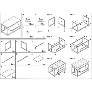Coral Flower Metal Frame Coffee Table with Large Shelve Space, Light oak