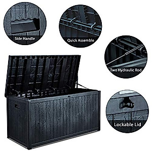 AVAWING Large Deck Box, Outdoor Storage Container with 120 Gallon, Patio Garden Furniture for Garden Tools, Pillows, Pool Toys, Dark Grey