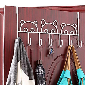 SHIMAJEE Animal Hanger Rack ( Set of 2 ) Over The Door Hanger Rack, Decorative Metal Door Hanger Holder for Coats, Clothes, Hats (White)