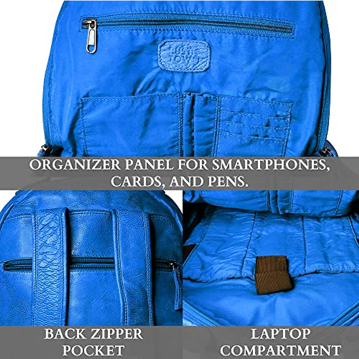 RUSTIC TOWN Leather Laptop Backpack for Women - Washed Leather Multipurpose Handbag, College Bookbag Camping Daypack Fashion Shoulder Travel Bag