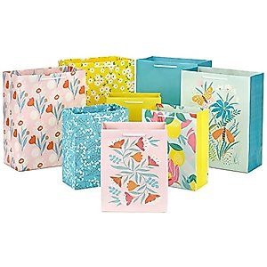 Hallmark Spring Gift Bags in Assorted Sizes (8 Bags: 4 Medium 9", 4 Large 13") Florals, Lemons, Teal, Pink and Yellow for Birthdays, Mother's Day, Easter, Bridal Showers